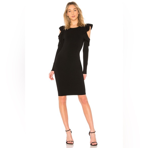 Milly | Dresses | Milly Black Sheath Dress With Cold Shoulder And Long ...